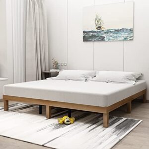 harper & bright designs king size platform bed frame, minimalist wood king bed frames with strong center support feet, king size bed for teens adults,no box spring needed,easy assembly,natural