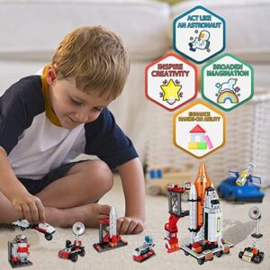 Space Exploration Shuttle Toys for 6 7 8 9 10 11 12 Year Old Boys 12-in-1 STEM Aerospace Building Kit Toy with Heavy Transport Rocket and Launcher Best Gifts for 6-12 Year Old Boys (566 PCS)