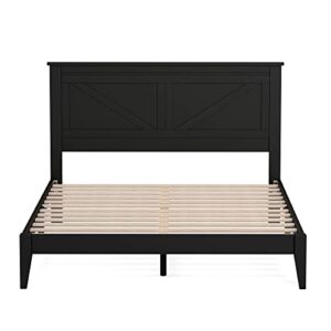 Glenwillow Home Farmhouse Solid Wood Platform Bed in Queen - Ebony (Black)