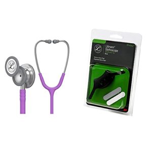 3m littmann classic iii monitoring stethoscope, lavender tube, 27, inch, 5832 & 40007 stethoscope identification tag, black