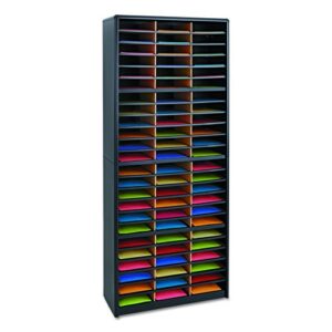 safco products value sorter literature organizer, 72 compartment 7131bl, black, commercial-grade steel shell, fiberboard shelves, value-priced