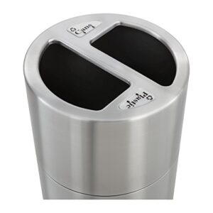 Safco Products 9931SS Dual Bin Recycling and Trash Can, 30 Gallon Total, Two Separate Liners, Decals Included, Silver