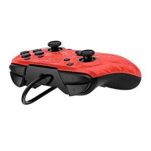 PDP Gaming Faceoff Deluxe+ Wired Switch Pro Controller - Officially Licensed by Nintendo - Customizable gamepad buttons, sticks, triggers, and paddles - Ergonomic Controllers - Red Camo / Camouflage