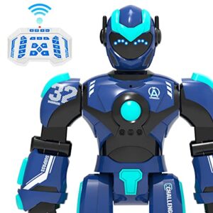 stemtron rc robot toy, smart robot 2.4ghz intelligent voice controlled robot gesture sensing remote control robot for kids age 6 7 8 9 10 12 year old boys girls birthday gift present (blue)