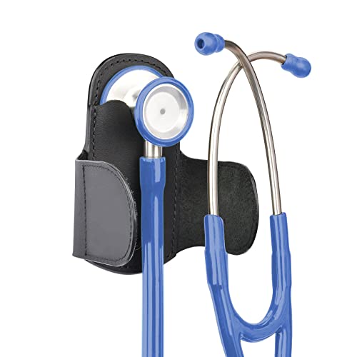 iGuerburn Premium Leather Stethoscope Holder for Littmann & Most Stethoscope, Portable Clip-on Stethoscope Holster for Waist Belt/Scrubs/Pockets (for Right-Handed People)