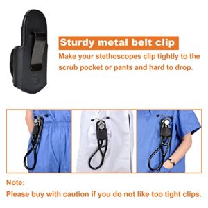 iGuerburn Premium Leather Stethoscope Holder for Littmann & Most Stethoscope, Portable Clip-on Stethoscope Holster for Waist Belt/Scrubs/Pockets (for Right-Handed People)