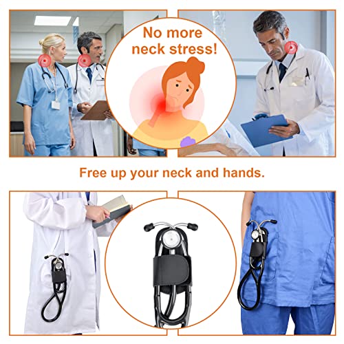 iGuerburn Premium Leather Stethoscope Holder for Littmann & Most Stethoscope, Portable Clip-on Stethoscope Holster for Waist Belt/Scrubs/Pockets (for Right-Handed People)