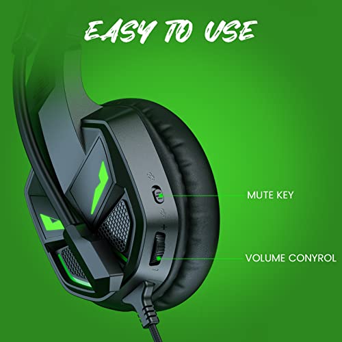 EKSA [2023 New] Fenrir Gaming Headset with Microphone for PS4 PC Xbox one PS5 Switch Laptop, Over Ear Headphones Wired with Noise Cancelling Mic, 3.5m Audio Jack, 50mm Stereo Drivers, Led Light