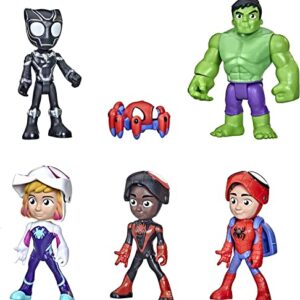 Marvel Hasbro Spidey and His Amazing Friends Hero Reveal Multipack with Mask-Flip Feature, 4-Inch Scale Action Figure Toys, Kids Ages 3 and Up, Frustration-Free Package , Black