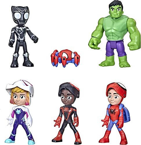 Marvel Hasbro Spidey and His Amazing Friends Hero Reveal Multipack with Mask-Flip Feature, 4-Inch Scale Action Figure Toys, Kids Ages 3 and Up, Frustration-Free Package , Black