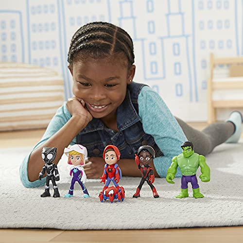 Marvel Hasbro Spidey and His Amazing Friends Hero Reveal Multipack with Mask-Flip Feature, 4-Inch Scale Action Figure Toys, Kids Ages 3 and Up, Frustration-Free Package , Black