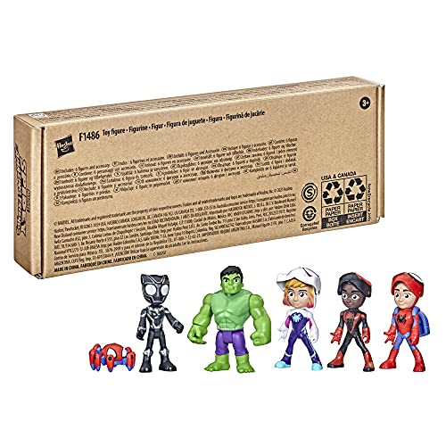 Marvel Hasbro Spidey and His Amazing Friends Hero Reveal Multipack with Mask-Flip Feature, 4-Inch Scale Action Figure Toys, Kids Ages 3 and Up, Frustration-Free Package , Black