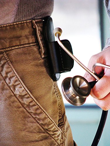 The BATCLIP (Black) - Premium Leather Handmade Clip-on Stethoscope Hip Holder; no More Neck Carrying, Loss, or Misplacement. Proudly Carry Your high-end Stethoscope with Taste and Style.