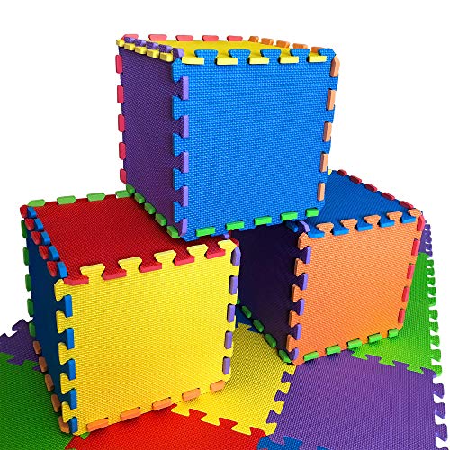 Non-Toxic Play Mat for Kids Toddlers Childrens Infants - Interlocking Foam Puzzle Thickest Baby Mat for Play & Exercise 36 Tiles 12x12in (10mm) - Floor Coverage 36 Sq Ft