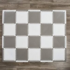 Gelli Mat - Comfort Playtime Foam - 72 Piece Baby Play Mat Interlocking Foam Floor Tiles - Grey/White. Multiple Creative Designs. Water-Resistant, Non-Toxic, Hypoallergenic. Great for any Room!