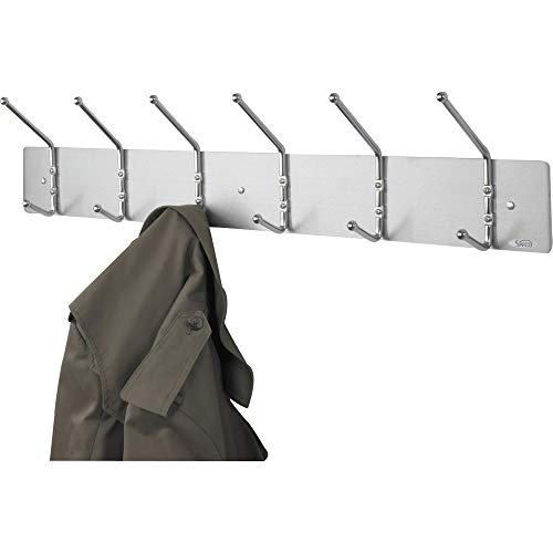 Safco Wall Mount Rack Coat Hook, 6-Hook 4162. Coat Hooks for Hanging Coats, Purses, Bags, Umbrellas and More. Perfect for Hallways and Entryways.