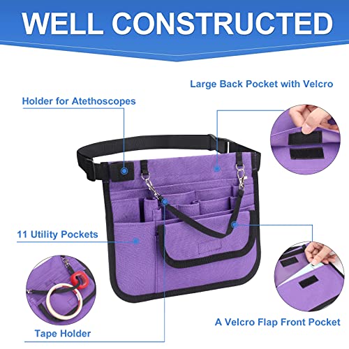 Wessleco Nurse fanny pack for women, Nurse Utility Belt with Stethoscope Holder, Nurse Waist Belt Organizer Pouch(Purple)