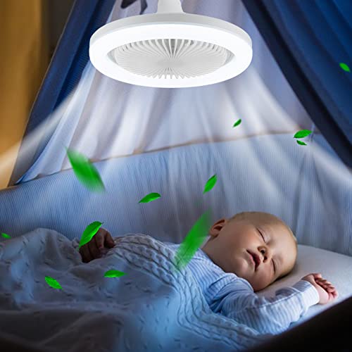 Gosuguu Modern Ceiling Fan with Lights- Enclosed Low Profile Fan Light Hidden Electric Quiet Fan with LED Light for Bedroom, Kitchen, Living Room W