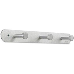 safco 4201 nail head wall coat rack, three hooks, metal, satin aluminum