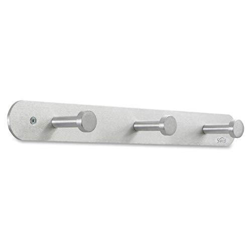 Safco 4201 Nail Head Wall Coat Rack, Three Hooks, Metal, Satin Aluminum