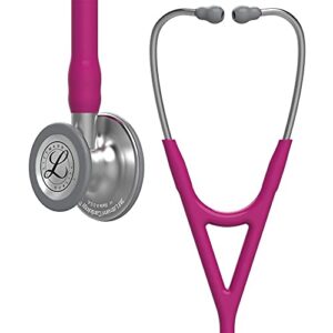 3M Littmann Cardiology IV Diagnostic Stethoscope, Standard-Finish Chest Piece, Raspberry Tube, Stainless Stem and Headset, 27 Inch, 6158 & 40007 Stethoscope Identification Tag, Black