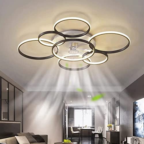 SNOWUNDER 41" Ceiling Fans with Lights, Flush Mount Celing Fan with Led Light and Remote Control for Living Room，Tri-Color Light 6-Speed Wind