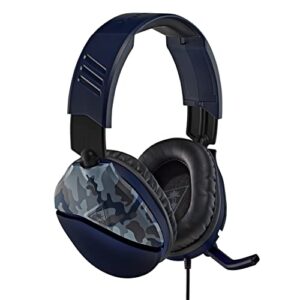 turtle beach recon 70 multiplatform gaming headset for xbox series x| s, xbox one, ps5, ps4, playstation, nintendo switch, mobile, & pc with 3.5mm-flip-to-mute mic, 40mm speakers-blue camo