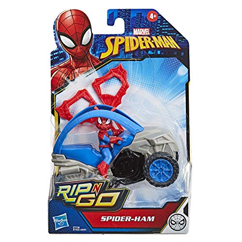 Spider-Man Marvel Spider-Ham Stunt Vehicle 6-Inch-Scale Super Hero Action Figure and Vehicle Toy Great Kids for Ages 4 and Up