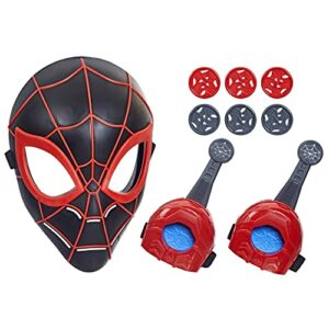 spider-man marvel across the spider-verse web action gear, miles morales costume mask and gauntlets, super hero toys for 5 year old boys and girls and up