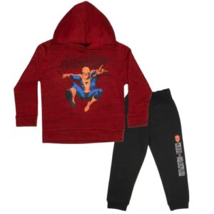 marvel spider-man boys 2-piece fleece sets, spiderman fleece hoodie and pants bundle set for boys (red, size 4)