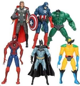 dlrich superhero action figures/6 pcs action figure set ， spiderman, superman, hulk, thor, ironman, captain america pvc figures toys hero cake wholesaler theme party supplies