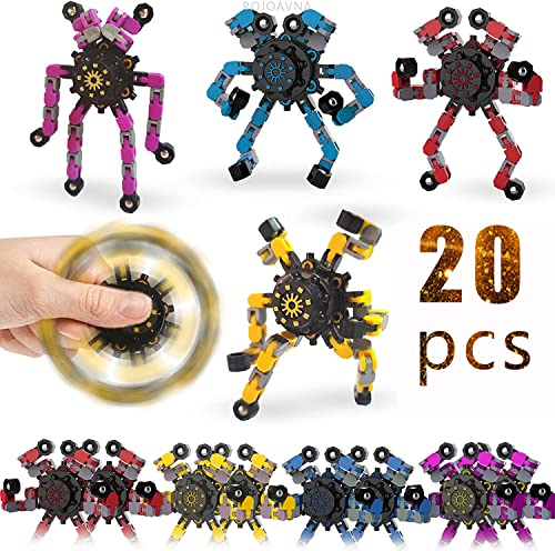 10pcs Random Colour Fidget Decompressor,DIY Deformable Robot Toys ,Decompressor ,Deformable Creative Gyro Toys,Stress Relief Chain Toy for Adults, Easter Basket Stuffers