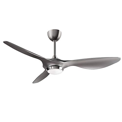 reiga 52-in Silver Ceiling Fan with Dimmable LED Light Kit Remote Control Modern Blades Reversible DC Motor, 6-speed, Timer