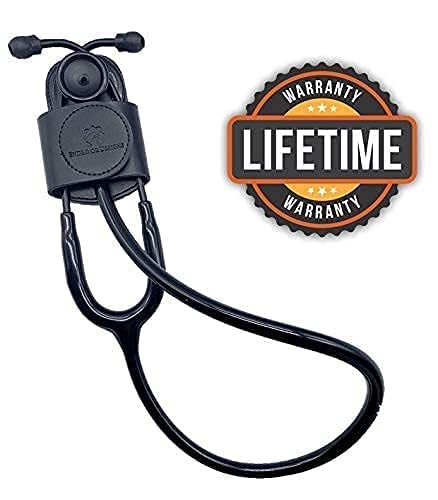 SECURE-A-SCOPE -100% Black Genuine Leather Stethoscope Holder with Clip for All Models: ADC, MDF, Adscope, Littmann. Perfect for physicians, Nurses, EMT, Medical Nursing Students.