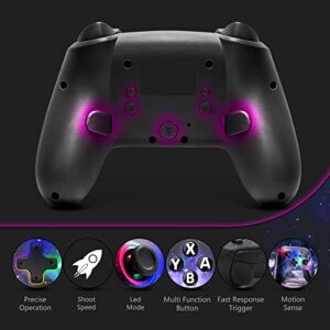 AchiIles Switch Pro Controller, 9 Colors RGB Lights with BackButton/Dual Vibration/6-Axis Motion Wireless Control for Switch/Switch Lite/Switch OLED,5 Levels Adjustable Vibration