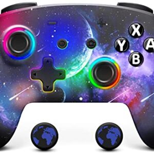 AchiIles Switch Pro Controller, 9 Colors RGB Lights with BackButton/Dual Vibration/6-Axis Motion Wireless Control for Switch/Switch Lite/Switch OLED,5 Levels Adjustable Vibration