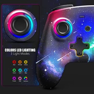 AchiIles Switch Pro Controller, 9 Colors RGB Lights with BackButton/Dual Vibration/6-Axis Motion Wireless Control for Switch/Switch Lite/Switch OLED,5 Levels Adjustable Vibration