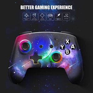 AchiIles Switch Pro Controller, 9 Colors RGB Lights with BackButton/Dual Vibration/6-Axis Motion Wireless Control for Switch/Switch Lite/Switch OLED,5 Levels Adjustable Vibration