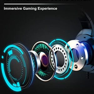 ZIUMIER Gaming Headset with Microphone, Compatible with PS4 PS5 Xbox One PC Laptop, Over-Ear Headphones with LED RGB Light, Noise Canceling Mic, 7.1 Stereo Surround Sound