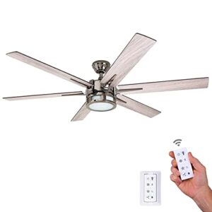 honeywell ceiling fans kaliza - 56-in dual mount indoor - led ceiling fan with light - contemporary room fan with dual finish blades - model 51035-01 (gun metal)