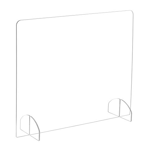 Safco Products Protective Acrylic Portable Sneeze Guard, Freestanding Cough & Sneeze Shield for Workers, Receptionists & Customers, 29.5"W x 23.5"H, Sturdy 0.236" Material Thickness