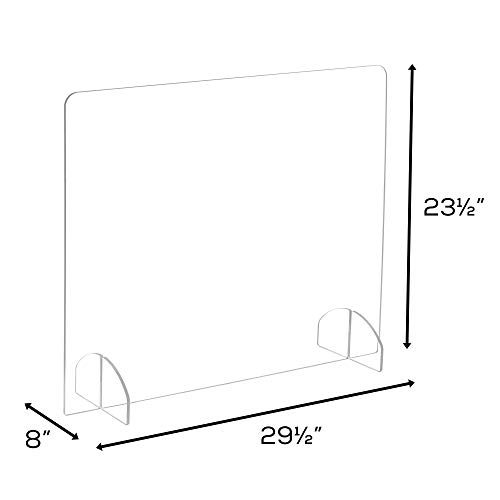 Safco Products Protective Acrylic Portable Sneeze Guard, Freestanding Cough & Sneeze Shield for Workers, Receptionists & Customers, 29.5"W x 23.5"H, Sturdy 0.236" Material Thickness