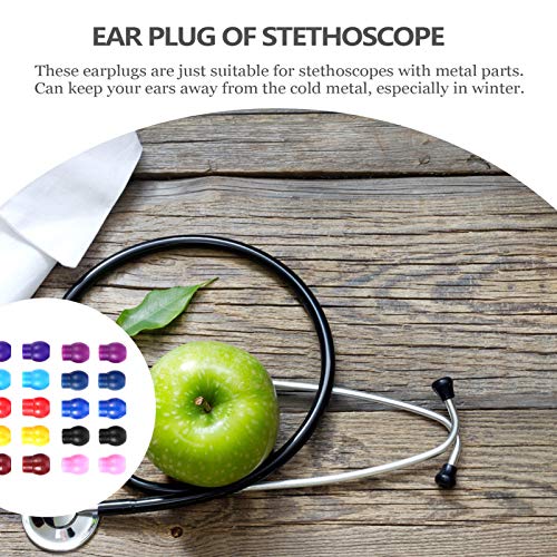 Replacement Ear Tips, 10 Pairs Stethoscope Earplugs Soft-Sealing Earbuds Stethoscope Ear Pieces Replacement Earplugs Accessories Replacement Ear Tips for Stethoscopes, Random Color