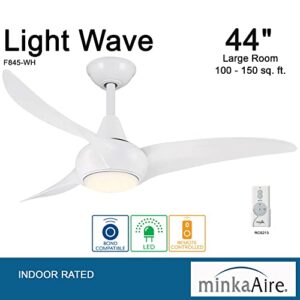 MINKA-AIRE F845-WH Light Wave 44" Ceiling Fan with LED Light and Remote Control in White Finish