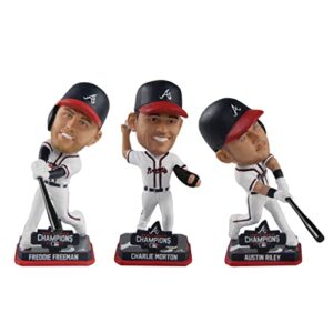 atlanta braves 2021 world series champions mini big head bobblehead set of 3 mlb bobbleheads - 3.5"