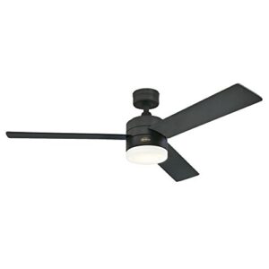 westinghouse lighting 7205900 alta vista 52-inch matte black indoor ceiling fan, dimmable led light kit with opal frosted glass, remote control included