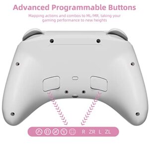 Gradient Pink Wireless Switch Controller Compatible with Nintendo Switch/OLED/Lite Steam Deck, Mytrix Pro Controller with Turbo, Motion, Vibration, Wake-Up, Headphone Jack and Dynamic Joystick RGB Lighting