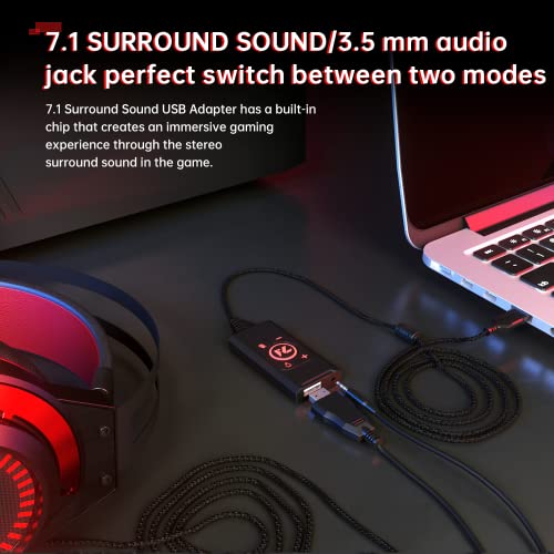 E-YEEGER Gaming Headset PS4 Headset with 7.1 Surround Sound Stereo Xbox One Headset, Gaming Headphones with Noise Canceling Mic & Memory Foam Ear Pads for PC/PS4/PS5/Xbox one/Nintendo Switch Red