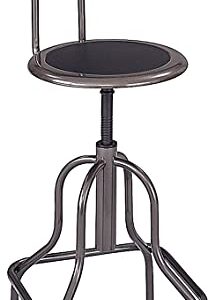 Safco 6664 Diesel Series Industrial Stool W/Back High Base Pewter Leather Seat/Back Pad