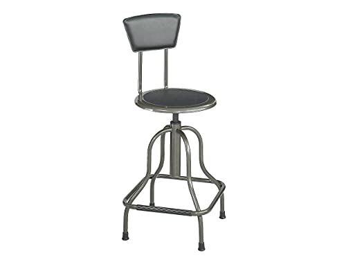 Safco 6664 Diesel Series Industrial Stool W/Back High Base Pewter Leather Seat/Back Pad